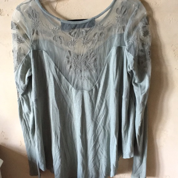 Free People | Tops | Flowy Long Sleeve With Mesh And Embroidered Detail ...